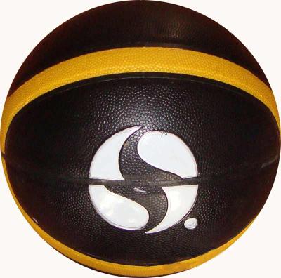 China Official Size 7# PU Basketball 12 Panels Black Color with Customized Logo. for sale