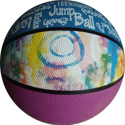 China 9" Rubber Basketball with Customized Logo All-over Printing. for sale