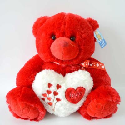 China Cute Plush Toys for baby, Valentine's Day Present, Red Bear Plush with Heart. for sale