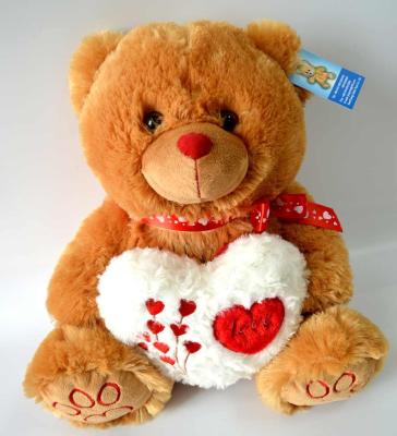 China Cute Plush Toys for baby, Valentine's Day Present, Brown Bear Plush with Heart. for sale