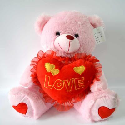 China Cute Plush Toys for baby, Valentine's Day Present, Pink Bear Plush with Heart. for sale