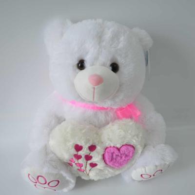 China Cute Plush Toys for baby, Valentine's Day Present, White Bear Plush with Heart. for sale