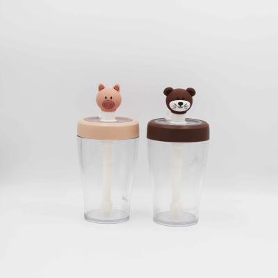 China 430ml het draagbare Opnieuw te gebruiken Deksel van Tritan Straw Juice Water Bottle With Cartoon Te koop