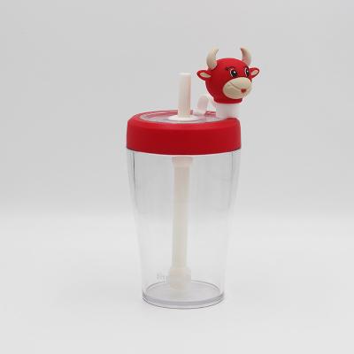 China Fles van het de Jonge geitjes Plastic Water van het lekbewijs BPA de Vrije met Straw Creative Design Te koop