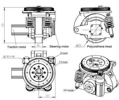Cina ZL-B27 che attenuano il volante verticale del Agv determinano la forte abilità al rullo trasversale del motore di ostacoli in vendita