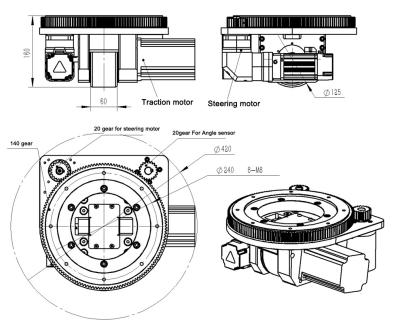 China 1000kg Agv Direct Aandrijvingsstuurwiel met Brushless de Motorbestuurder van Gelijkstroom Te koop