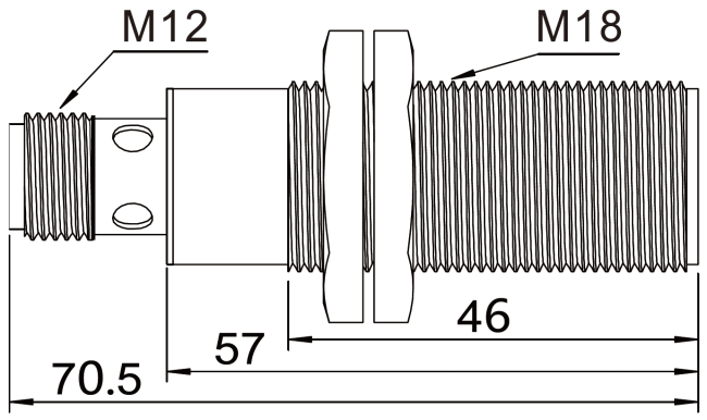 5Pin M12 Connector Ultrasonic Sensor dimensional drawing