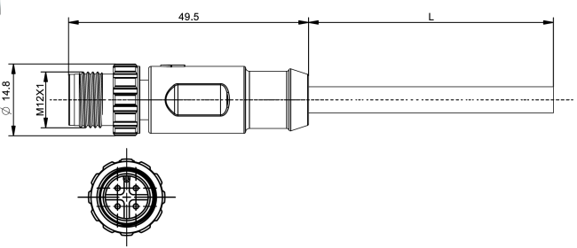 M12 Connector with Pre-molded Cable