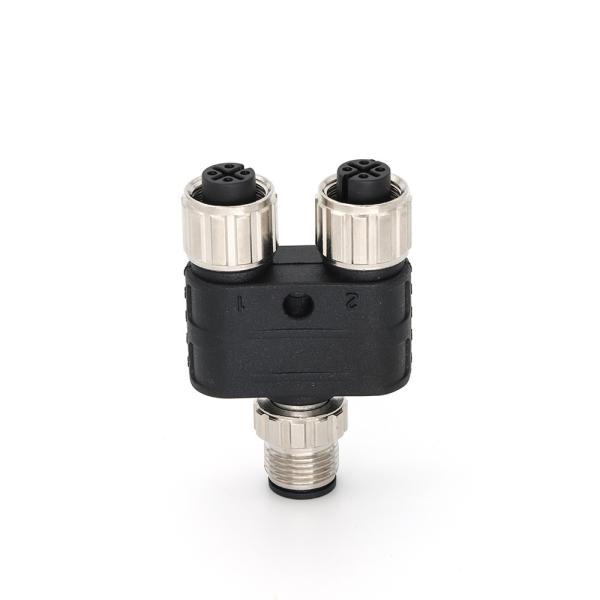 Quality M12 Distributor Connector Y Distributor Male 4 Pin To Female 4 Pin A Coding for sale