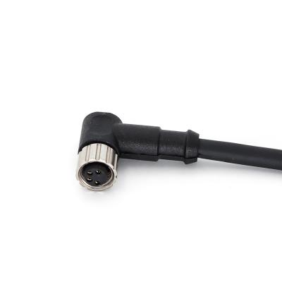 China M8 Molded Cable Circular Connector Angled Female 3 Pin A Code Waterproof IP67 for sale