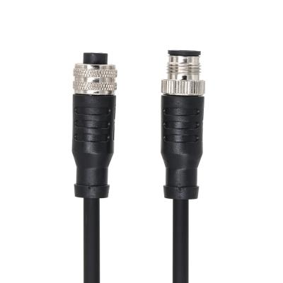 China PVC afgeschermd mannelijk M8 aansluiting 4 pin met gegoten kabel rechtstreeks A code Te koop