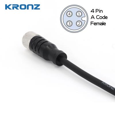 China M12 Connector with Pre-molded PVC Cable Unshielded Female 4A IP67 Circular Connector for sale