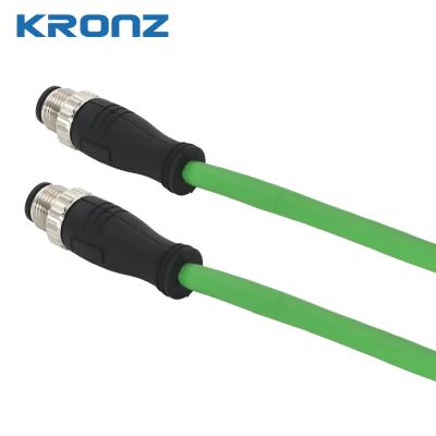 Китай M12 IE соединитель PUR Drag Chain Green Dual Shield Ethernet Cable 4 Pin Connector продается