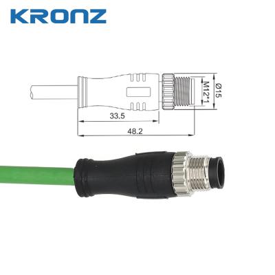 Cina M12 connettore Ethernet / IP doppio cavo protetto codice X 0.5A 50V 24AWG PVC 5 metri cavo in vendita