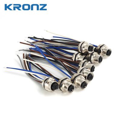 China M12 Aviation Socket Flange Gold-plated Connector Joint 5pin Welded Waterproof IP67 for sale