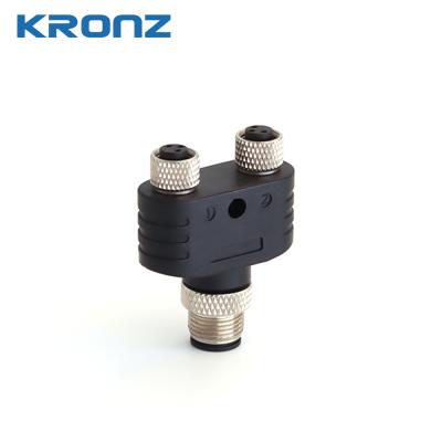 China IP67 M12 Y-distributor with Gold Plated Contacts Compliant with IEC 61076-2-101 Standard for sale