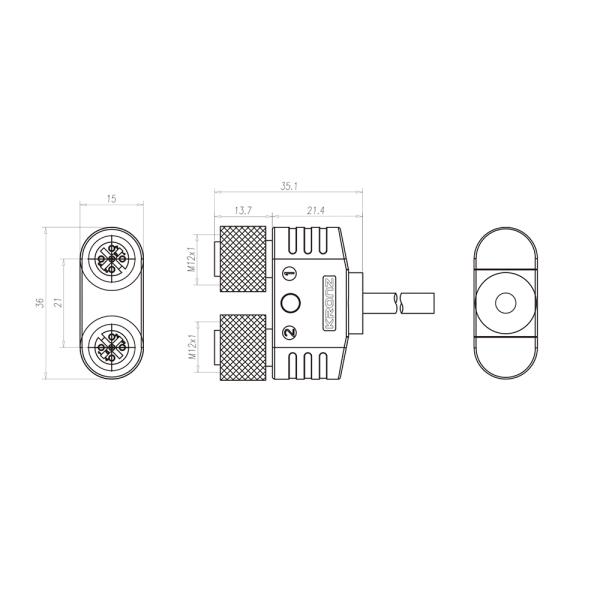 Quality M12 Y-distributor Female Connector M12x2 with Cable for sale
