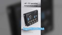 M12 Industrial Ethernet Switch PoE 8 Port Rugged