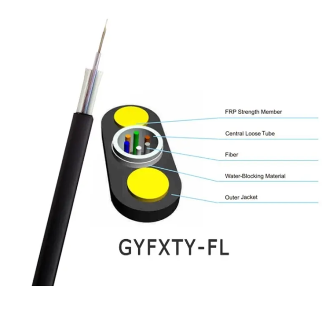 Factory Outdoor FTTH Heavy Duty Optical Fiber Cable ADSS Aerial 2 4 8 12 24 Core Flat Drop Fiber Optic Cable Meter Price