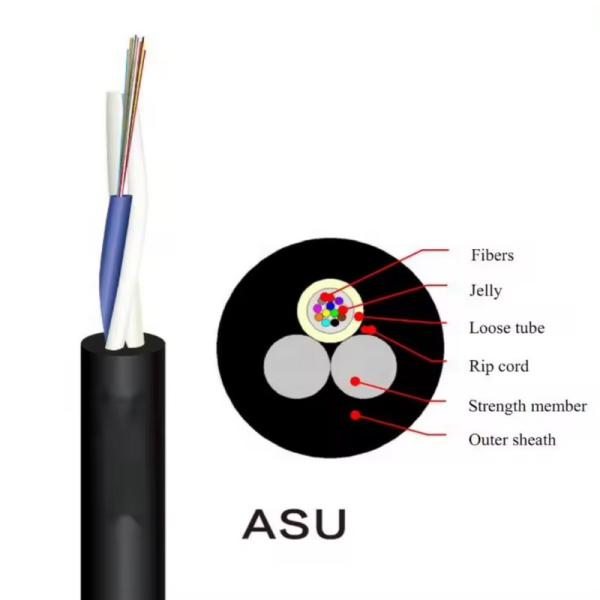 Quality ASU 12-Core Self-Supporting Aerial Fiber Optic Cable with PE Sheath for sale