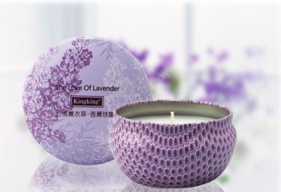 China Premium Voluspa Round Candle Small Tin Boxes With Print And Embossing for sale
