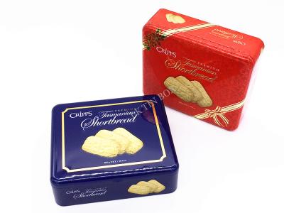 Cina Contenitore rettangolare blu di latta di Natale per le promozioni del regalo del biscotto del cioccolato in vendita