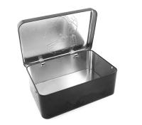 China Large Embossed  Rectangular Metal Tin Box With Window Hinge And Custom Logo Print for sale