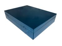 China Large Printed Metal Rectangular Tin Cans With Bottom Rolled In Edge for sale