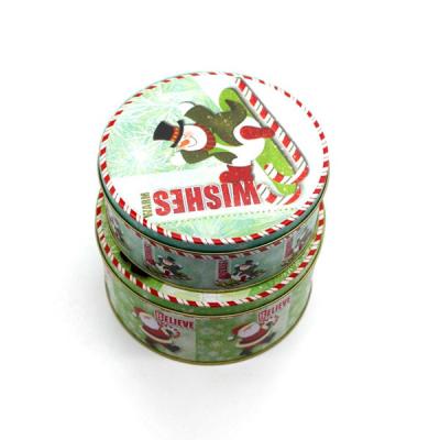 Cina Contenitori rotondi di latta del regalo di Natale, contenitore di latta del metallo per Candy/cioccolato/biscotti in vendita