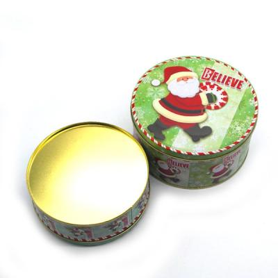 Cina Contenitori rotondi di latta del regalo di Natale, contenitore di latta del metallo per Candy/cioccolato/biscotti in vendita