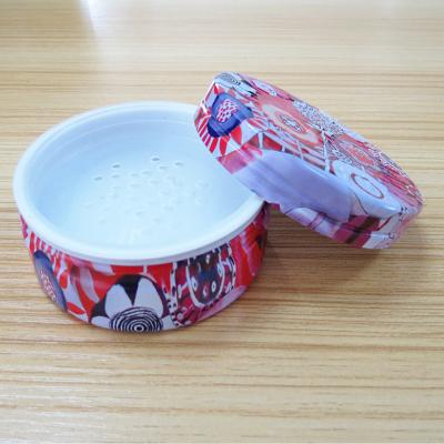 中国 缶のあたりで印刷されるCMYKを包む円形の化粧品の粉の構造の錫箱 販売のため