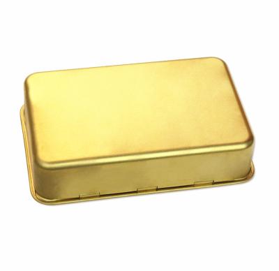 中国 昇進の食糧貯蔵は蝶番を付けられたふたおよび浮彫りにされたロゴの金色キャンデーを錫メッキします 販売のため