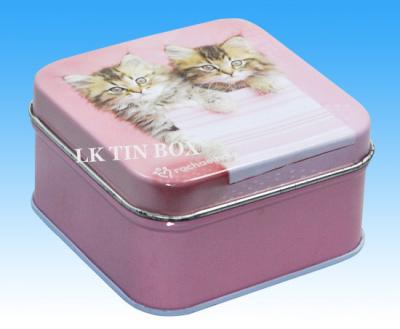 Cina Contenitore quadrato vuoto di latta di stoccaggio del cibo per gatti dell'animale domestico con il coperchio accatastabile in vendita
