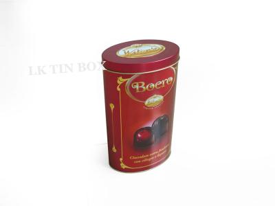 Cina Logo su ordinazione del cioccolato dello SGS del tè del contenitore ovale rosso di latta che stampa 110 * 74 * 190 millimetri in vendita