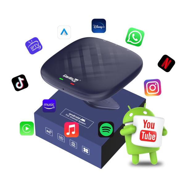 TBox-S Model 64GB GPS Auto Android 13 Ai Box Carplay Auto Car Play Draadloze Adapter Zwarte Mythe Wukong