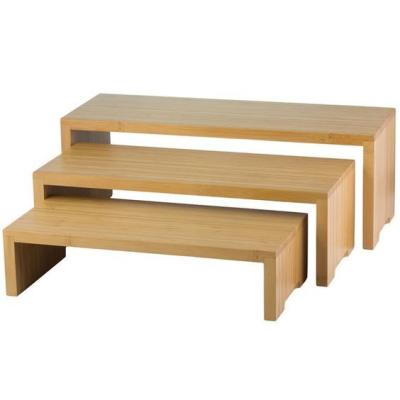 China Modern Bamboo Stackable Shelf , Boutique Display Fixtures 3 Piece Cascade Riser Set for sale