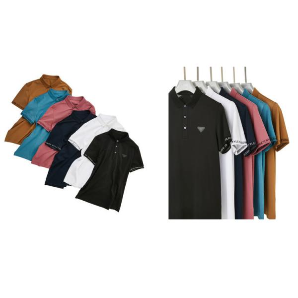 Quality 170-210 Grams Men's Golf Polo Shirts with Emboss Print Knitted Fabric for sale