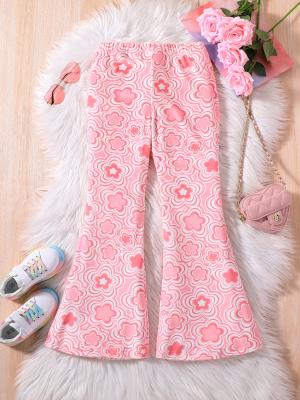 Cina Ragazze Bell Bottom Pantaloni Fiori Modello Stampa Respirabile in vendita