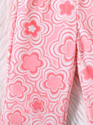 Cina Ragazze Bell Bottom Pantaloni Fiori Modello Stampa Respirabile in vendita