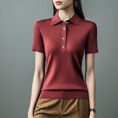 Cina Camicie da polo da donna a manica corta a maglia, colorate e anti rughe, OEM ODM in vendita