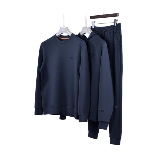 Quality Custom Design Plain Color Dark Blue Fleece Streetwear Jogger Flare Pants Sportswear Sweatpants and Hoodie Jogger Set Men Emboss for sale