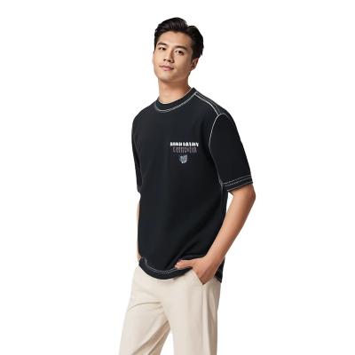 China Competitive Price Custom Logo Heavyweight Oversize 100% Cotton Black O-Neck T-Shirt for Men for sale