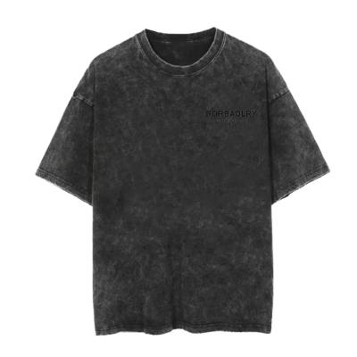 China Custom Hip Hop Printing Puff Print Promotional Outdoor Vintage Crew Neck High Street Wear Cotton Batik Acid Washed Men's T Shirt for sale