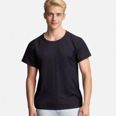 China Personalized t Shirts Men's O-Neck T-Shirt 100% Cotton Quick Dry Breathable Vintage Custom Photo Short Sleeve Solid for sale