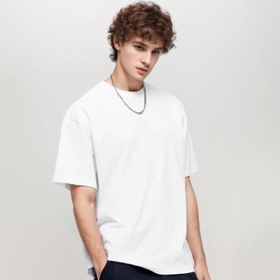 China Customized Men's Blank T-shirt High Quality Heavyweight Ribbed Crewneck T-shirt for Men for sale
