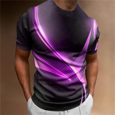 China Casual Men's Running T-Shirt 3D Digital Printed Quick Dry Soft Polos Collar Fitted Style Short Sleeves Knitted Fabric Oversized for sale