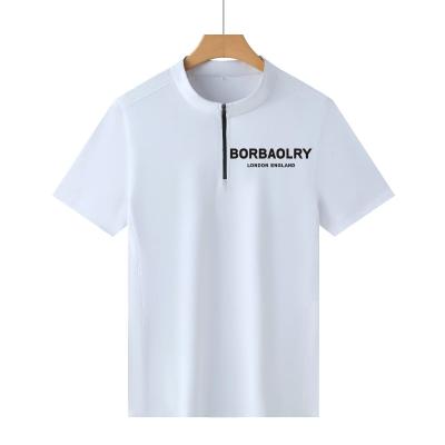 China Men's Athletic Pullover Tops Quarter Zip Stand Collar Solid Sport Shirt Men's T-shirts Short Sleeve Lightweight Quick Dry Gym for sale
