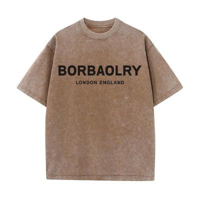 China Custom Boxy Heavyweight 280g Thickoversized Pullover Men Vintage Distress Acid Wash Tshirt t Shirt T-shirts for sale