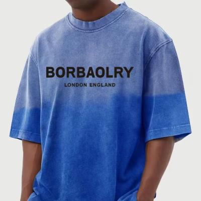 China Personalized Street Men's Washed Gradient Short-sleeved T-shirt Casual Men's Tops Summer Clothing Wholesale for sale