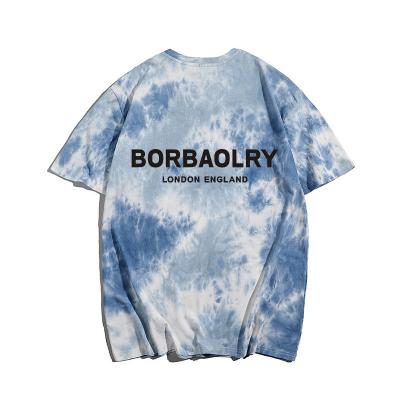 China New Fashion Men High Quality INS O-Neck T-Shirt Oversized Cotton Tie Dye Custom Heavyweight Streetwear for sale